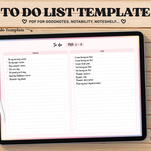 Digital to Do List Goodnotes Template Cute to Do List Pdf - Etsy