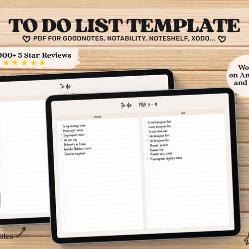 Digital to Do List Goodnotes Template Ipad Planner Digital - Etsy