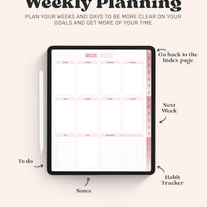 Undated Digital Planner Weekly, Goodnotes Planner, Cute Pink Planner ...