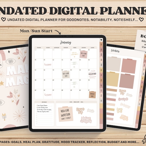 Ipad Planner Undated Digital Planner Goodnotes Notability - Etsy