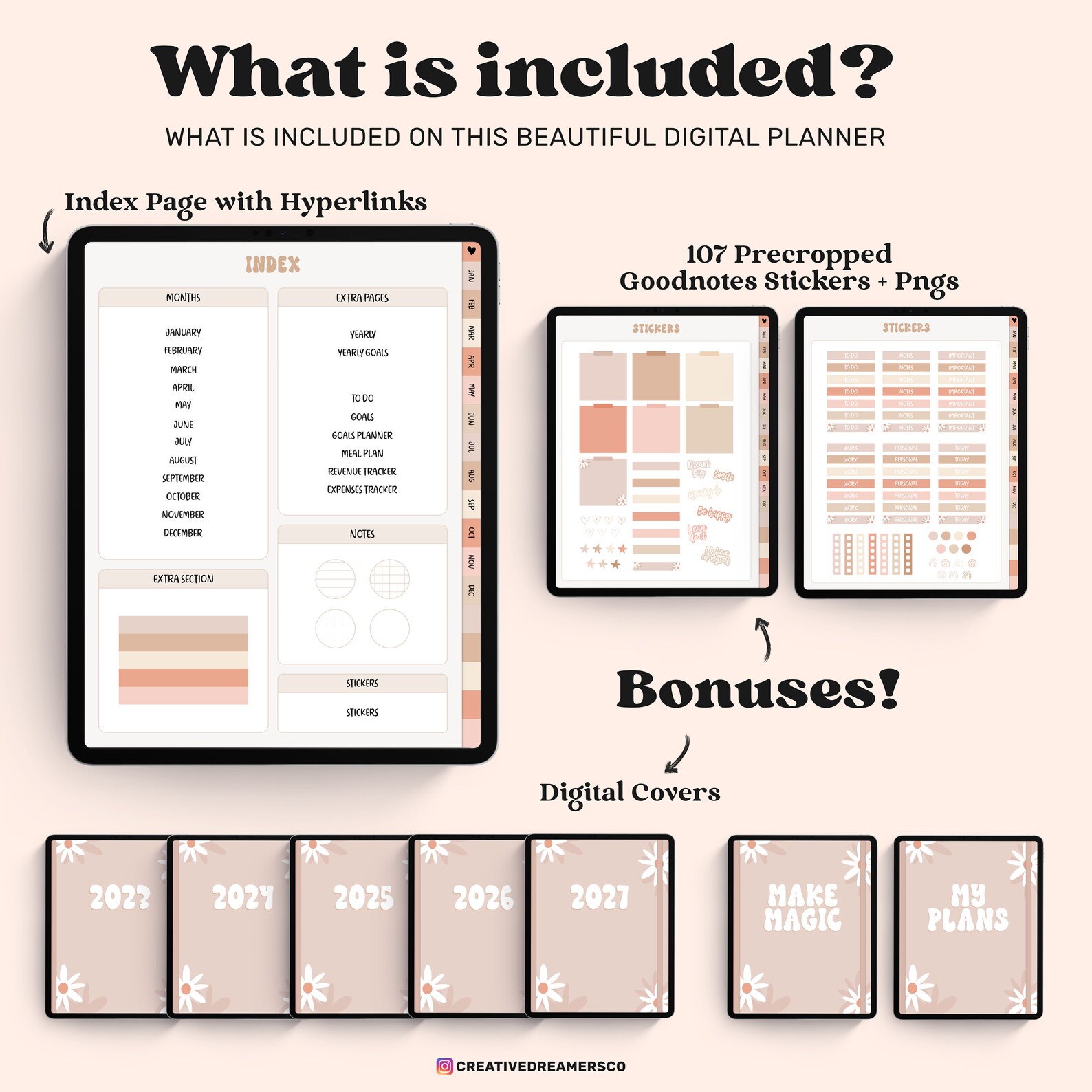 Boho Undated Goodnotes Planner, Weekly Digital Planner, Monthly Planner ...