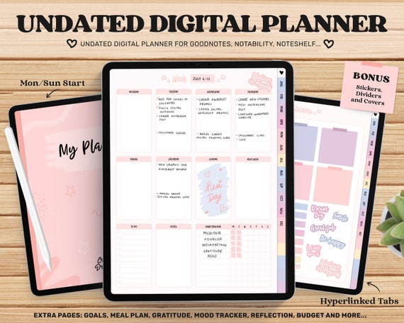 Undated Digital Planner Goodnotes Ipad Planner Notability - Etsy