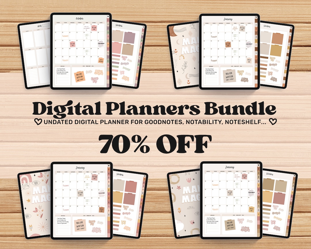 Digital Planner Bundle, Portrait Digital Planner, Monthly Digital ...