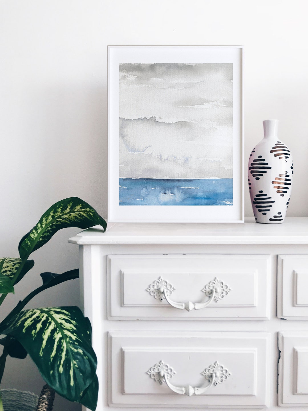 Calm Landscape Watercolor Print Simple Wall Art Blue - Etsy