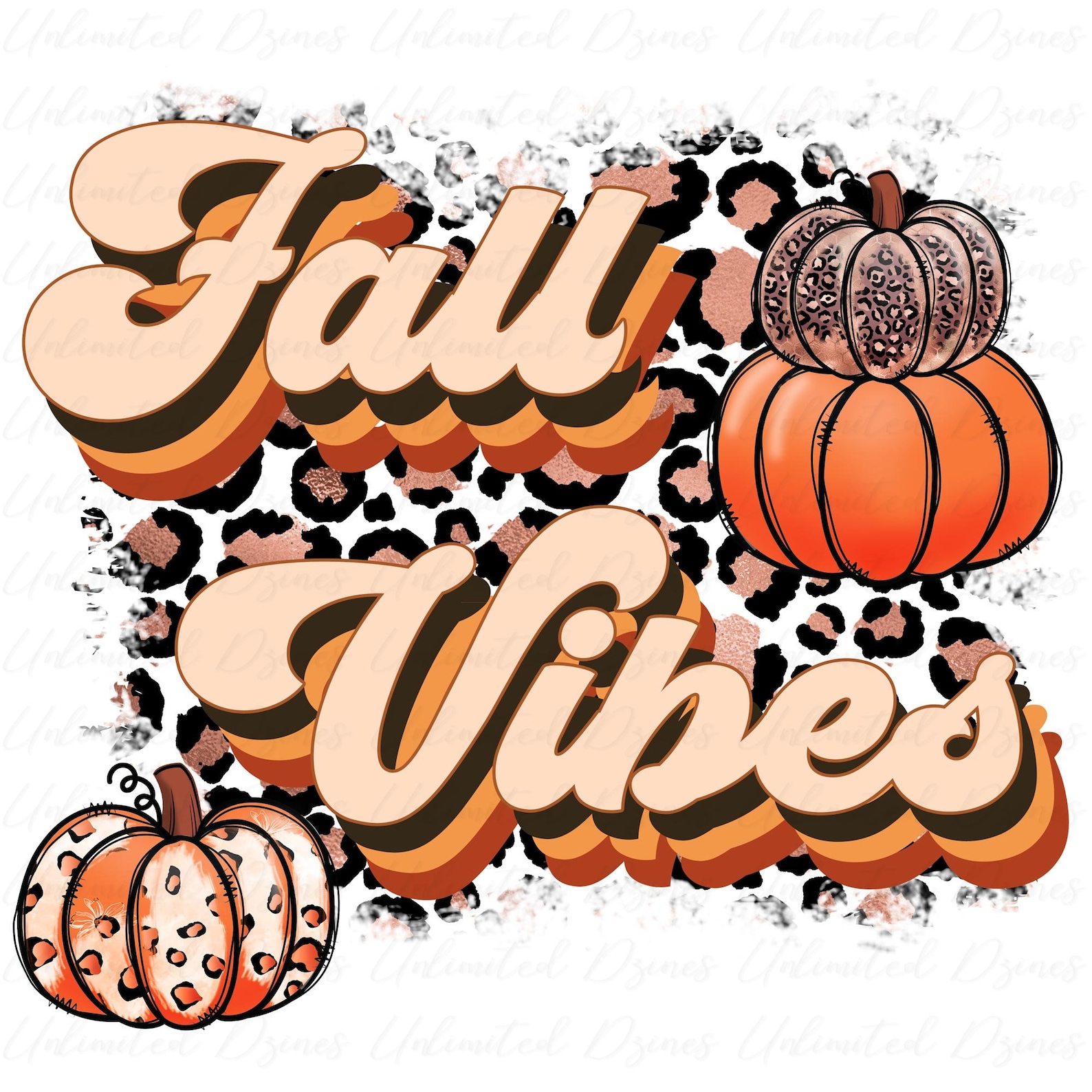 Fall Vibes Hand Drawn Pumpkin PNG Fall Leopard Pumpkin Design, Fall ...