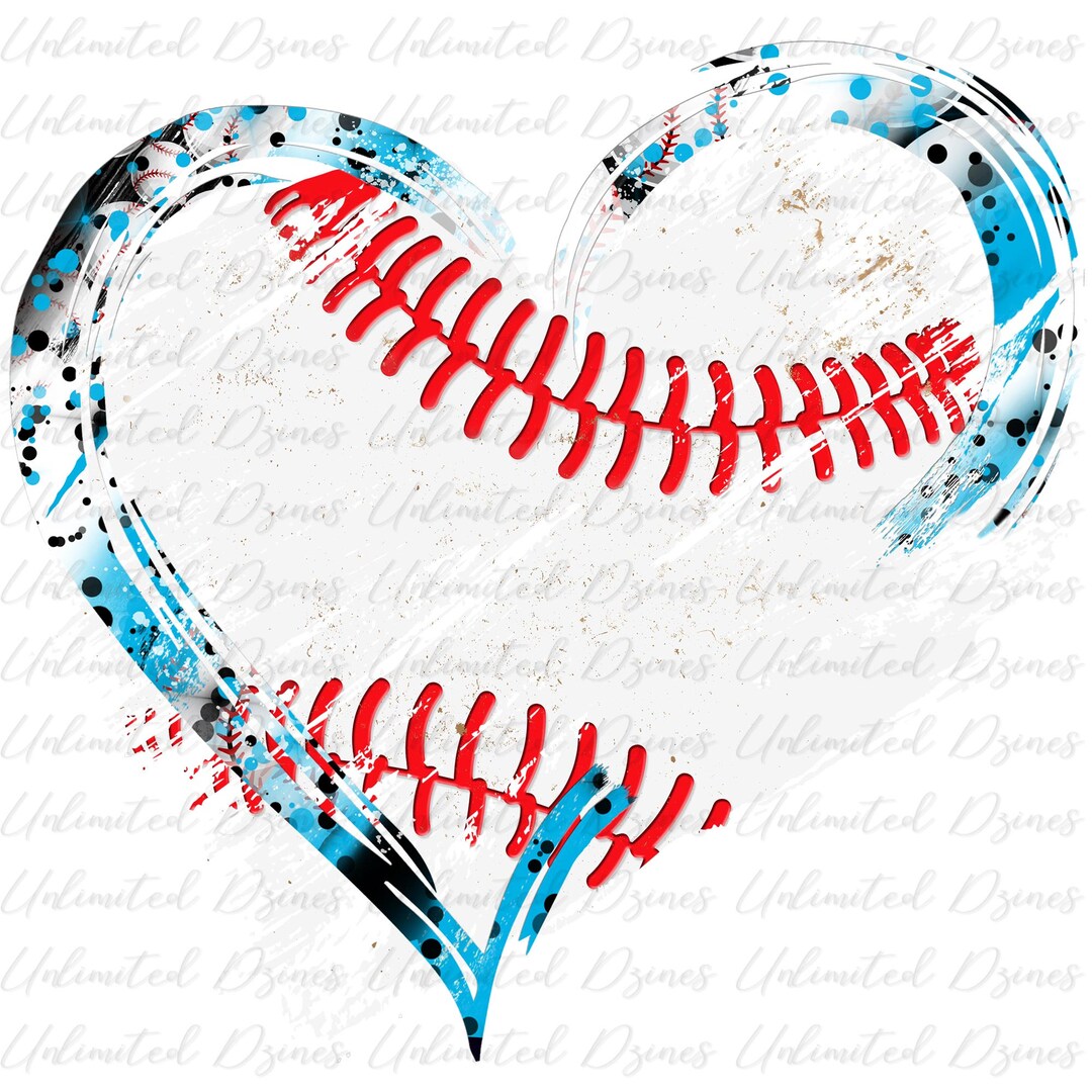 Baseball Grunge Heart PNG, Sky Blue Baseball, Sublimation Design ...