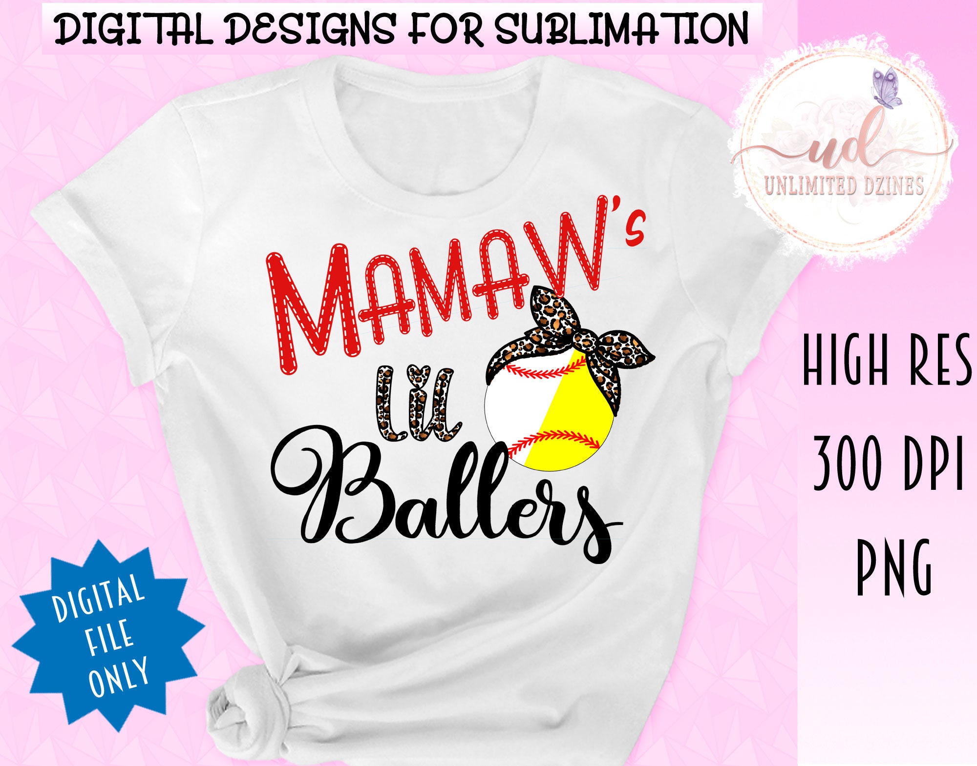 Mamaw Lil Ballers PNG, Sublimation Design, Digital Download | Softball ...