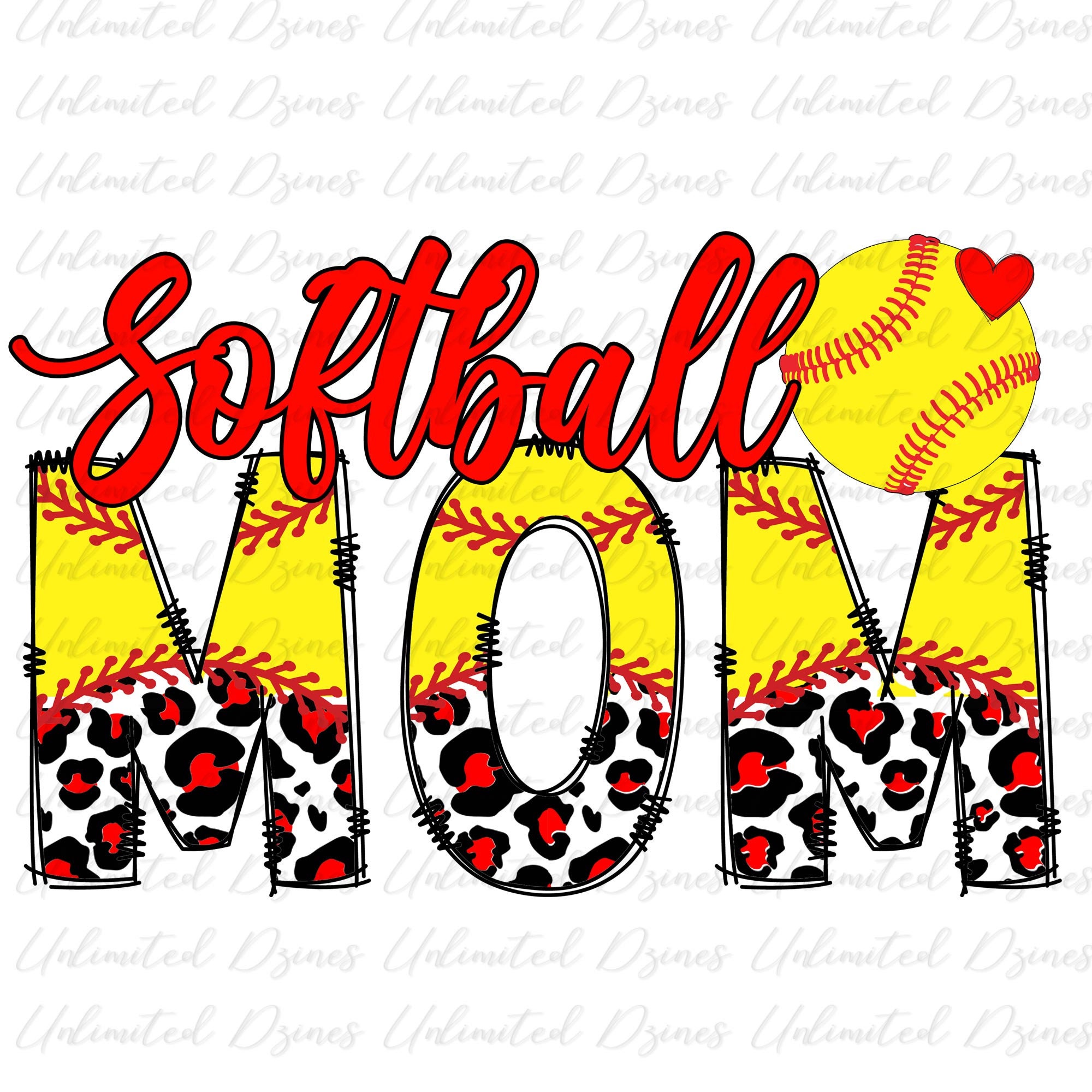 Softball Mom PNG, Red Leopard Softball Design, Red Softball PNG ...