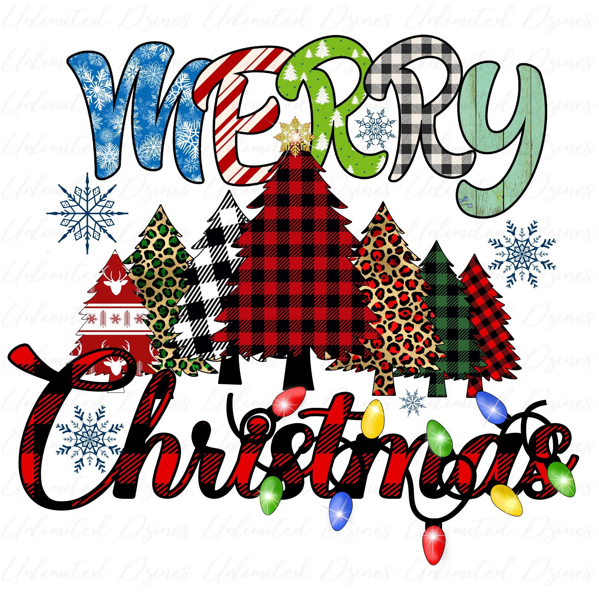 Merry Christmas PNG Buffalo Plaid PNG Digital Download, Cheetah Tree ...