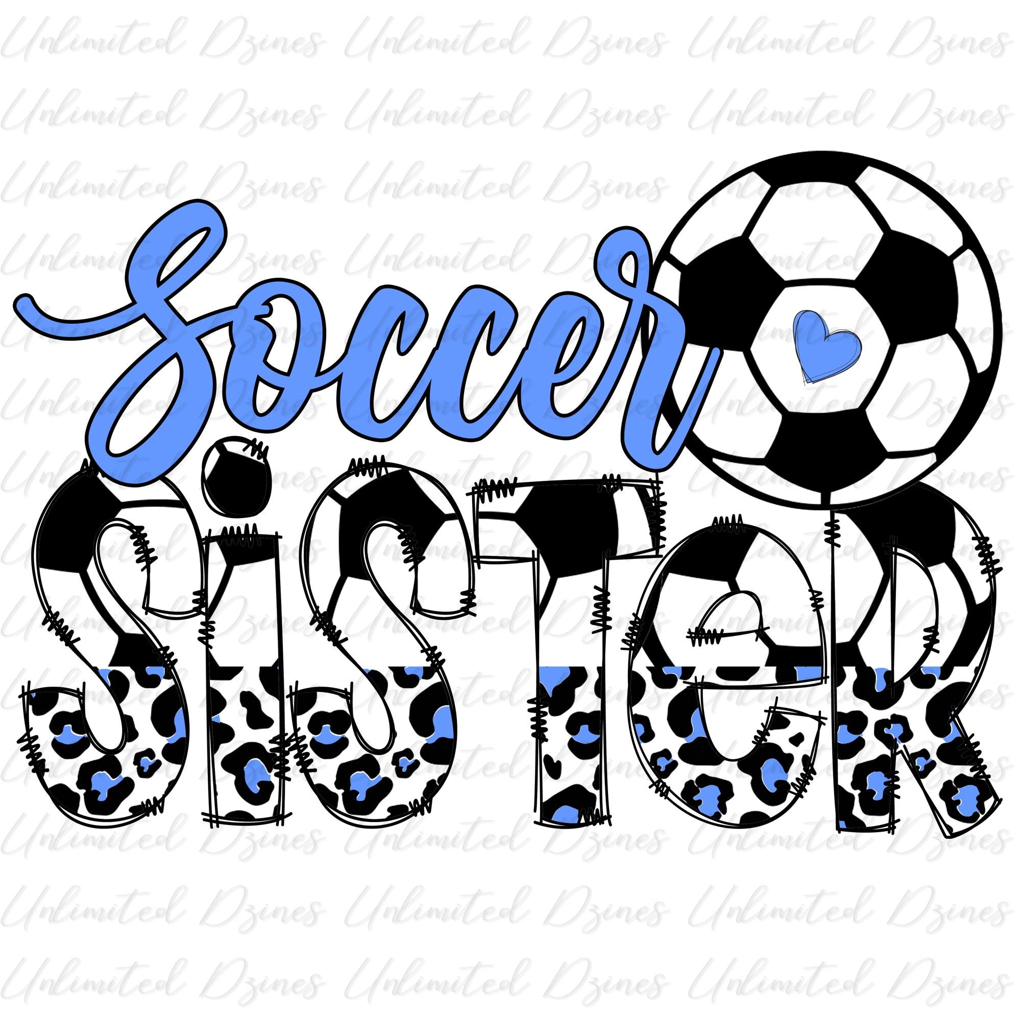 Soccer Sister PNG, Sky Blue Soccer Design, Sky Blue Leopard PNG ...