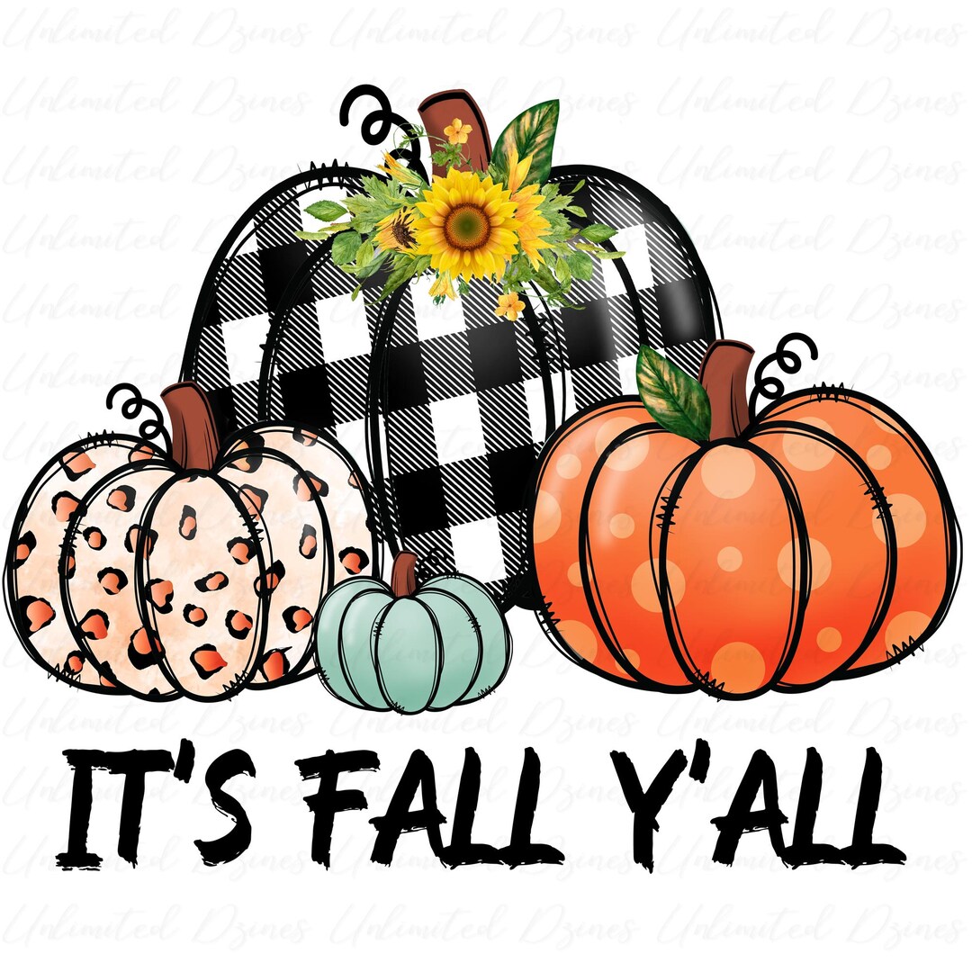 It's Fall Y'all Pumpkin | Hand Drawn Pumpkin PNG | Fall Plaid Pumpkin ...