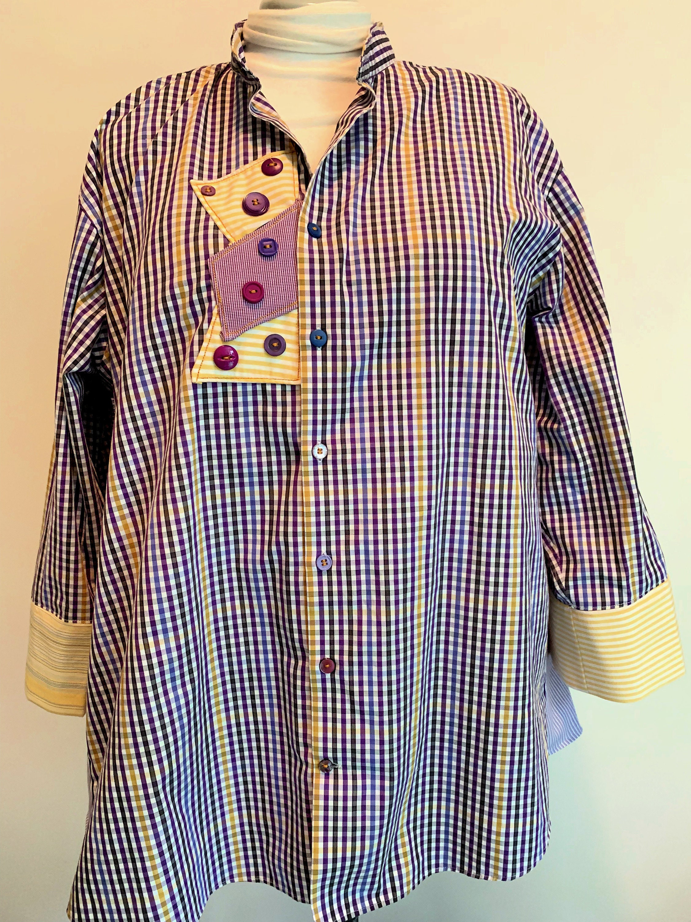Loose Fitting XL, Purple Tunic, Upcycled Clothing for Women, Artsy ...