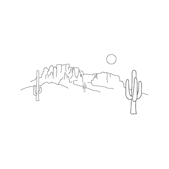 Superstition Mountains Arizona Minimal Line Art | Etsy