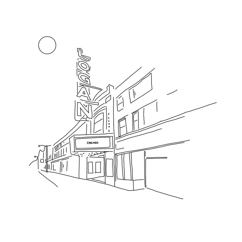 Logan Theater, Chicago, Line Drawing - Etsy