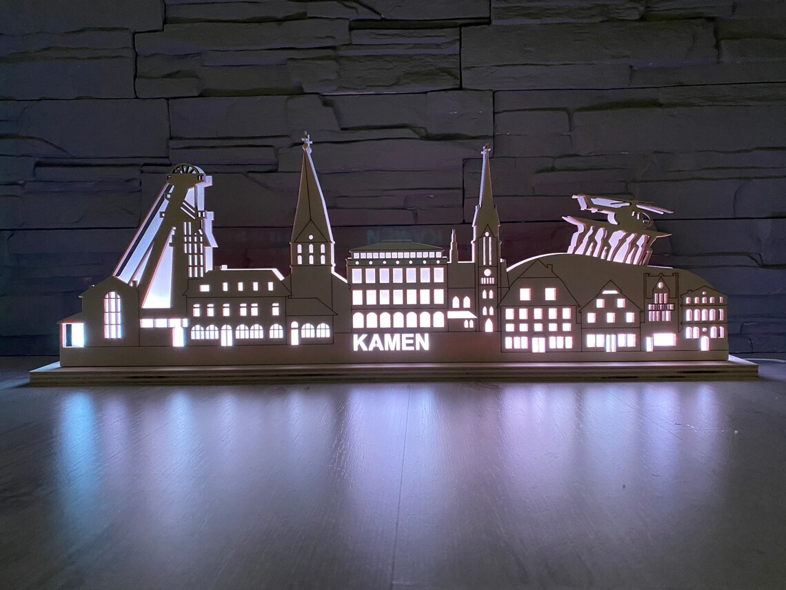 Skyline Kamen, Schwibbogen, Lichtbogen, Silhouette mit LED Beleuchtung ...