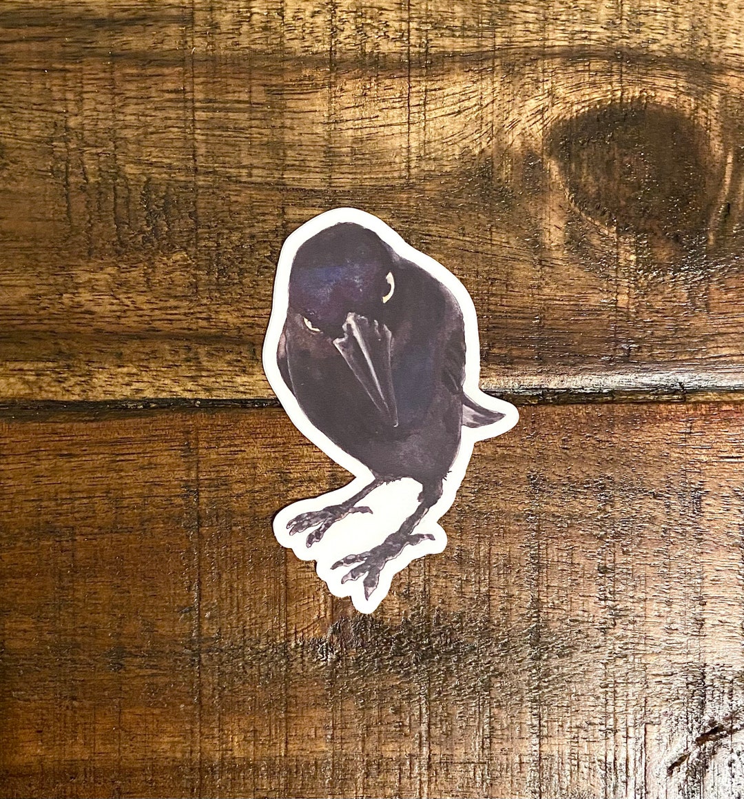 Less Serious Crow Vinyl Sticker, Crow Art, Raven Art, Animal Art ...