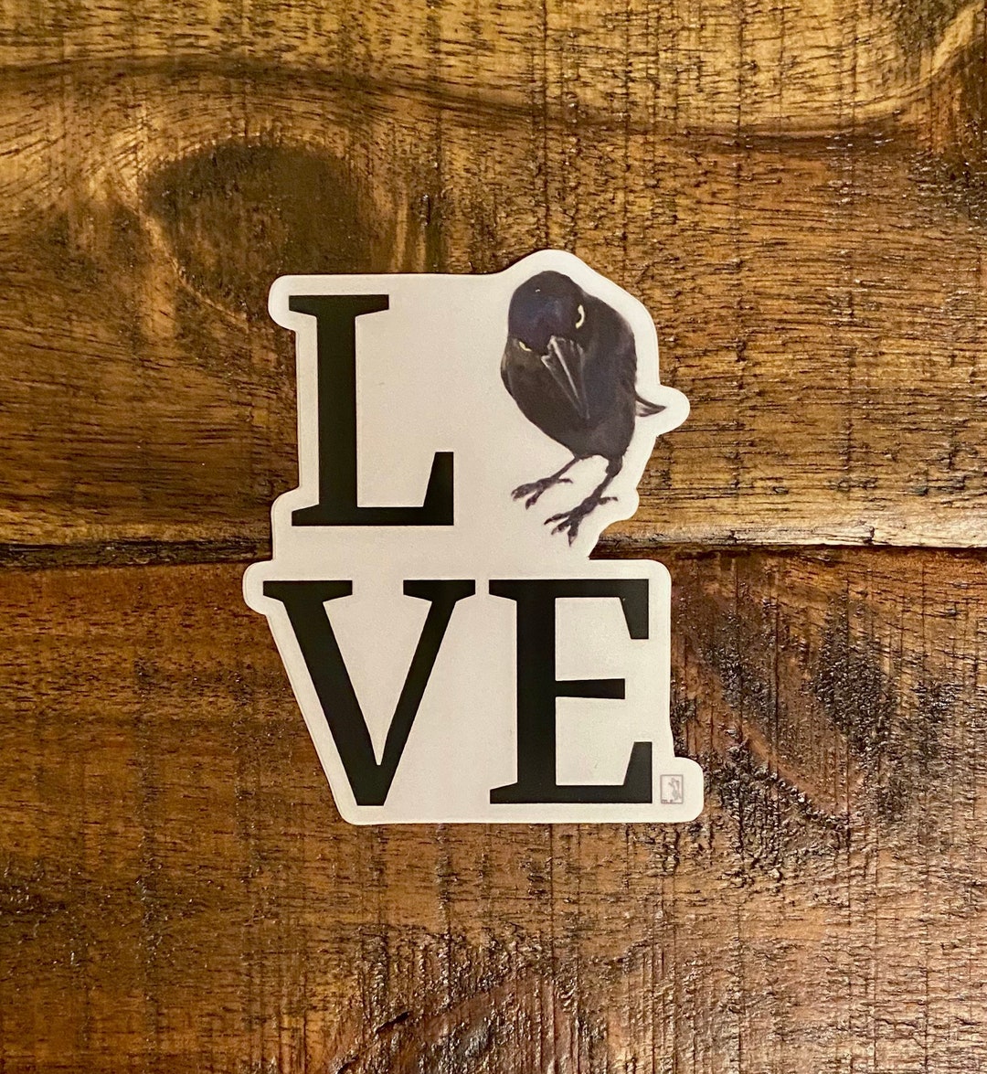 Serious Crow Love Premium Sticker, Crow Art, Raven Art, Animal Art ...