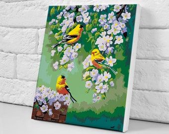 Paint by Number Kit Flowers and Birds - Etsy