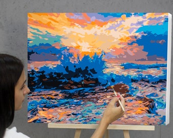 Diy Paint by Numbers Ocean Sunset - Etsy