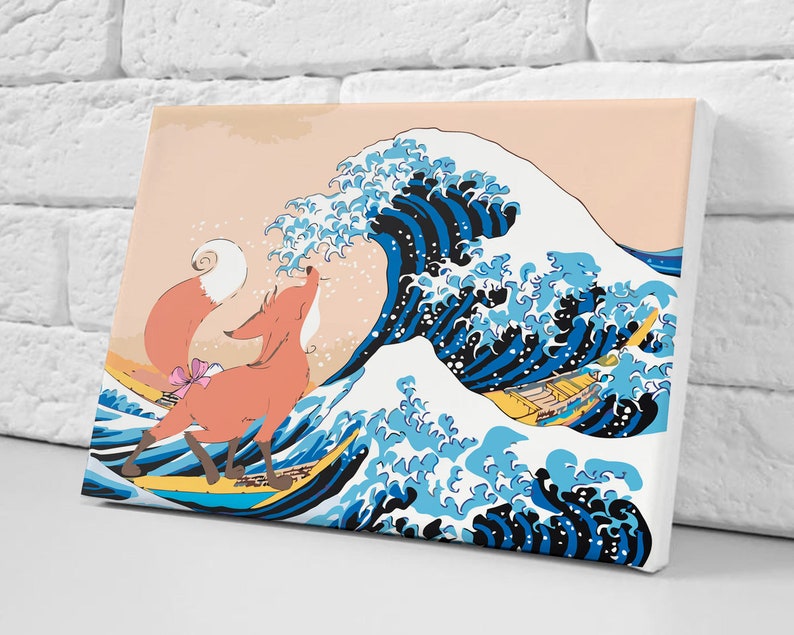 Cute Fox Animal Canvas Painting DIY Paint by Number Kit - Etsy