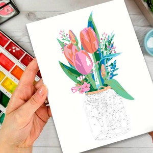 Bouquet of Flowers Floral/ DIY Painting/flower Paint by Number Kit ...