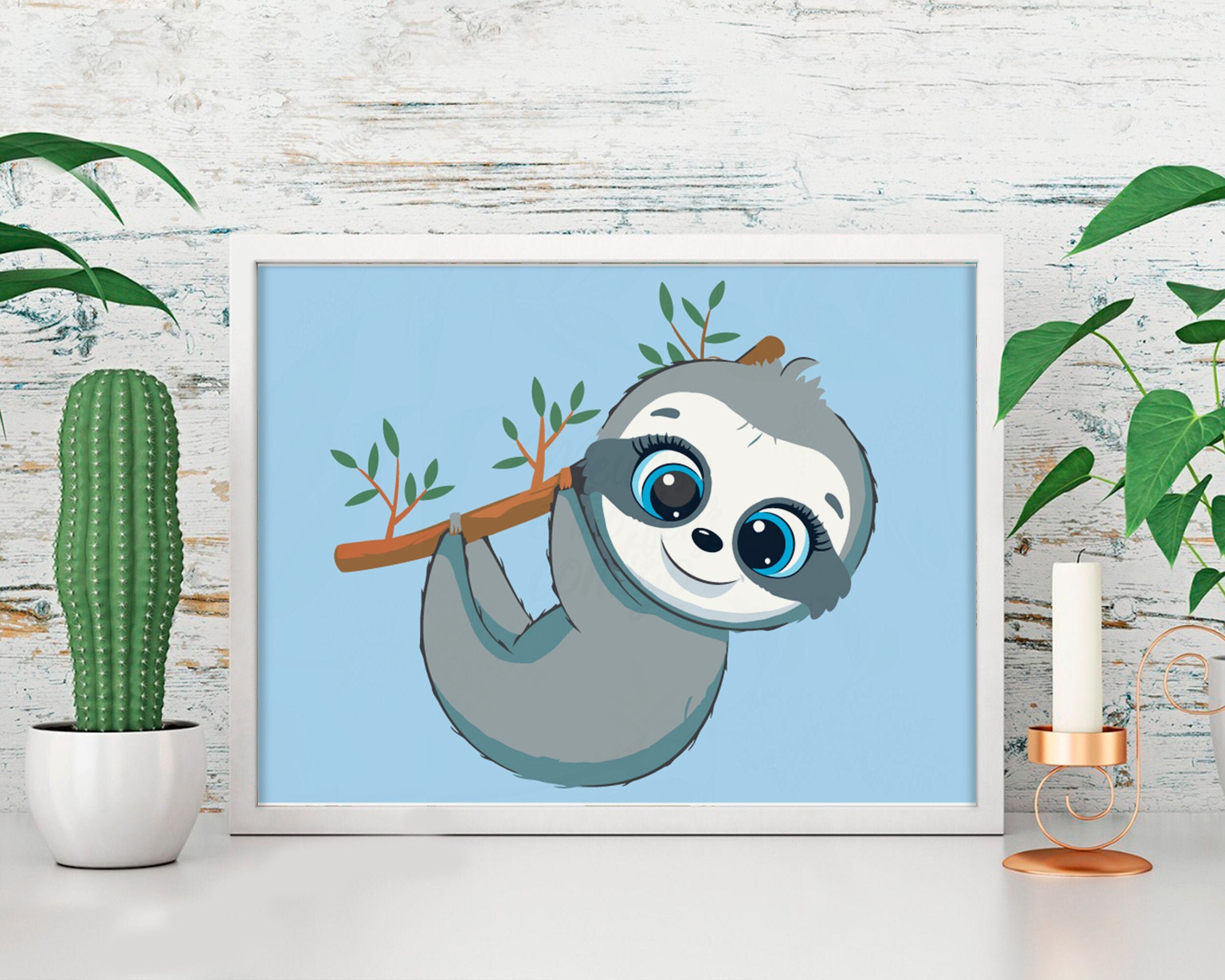 Cute Sloth DIY Painting/ paint by number kit /Animal Art Color | Etsy