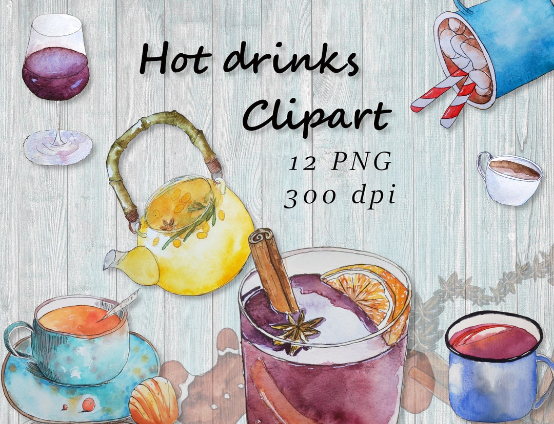 Hot Drinks Clipart, Hot Chocolate Clipart, Winter Drinks Png - Etsy