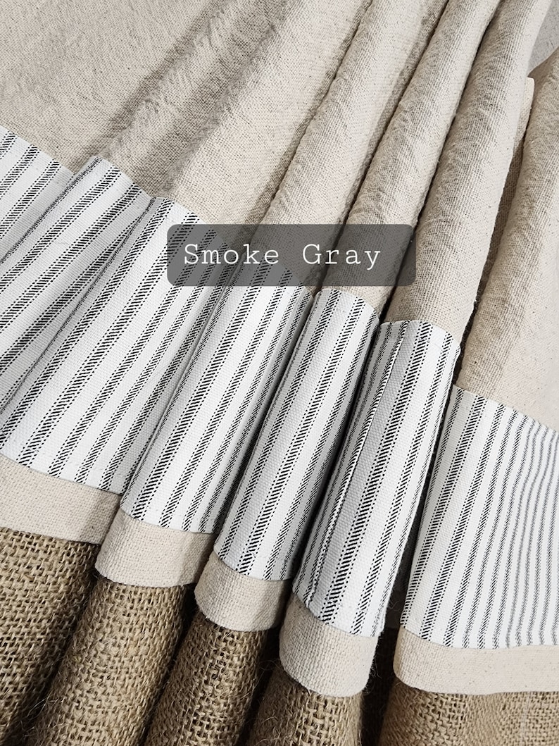 Burlap Valance: Rustic Farmhouse Drop Cloth Curtain With Ticking Stripe ...