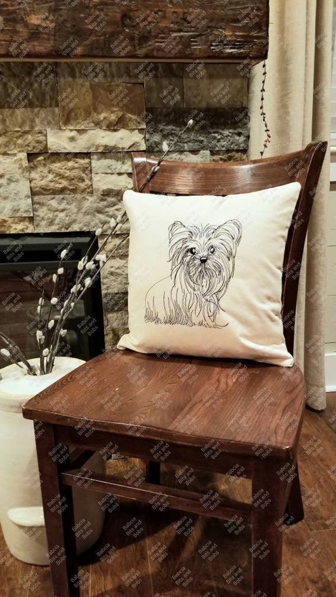 Pillows With Yorkie, Gifts for Yorkie Lover, Embroidered Yorkie, Yorkie ...