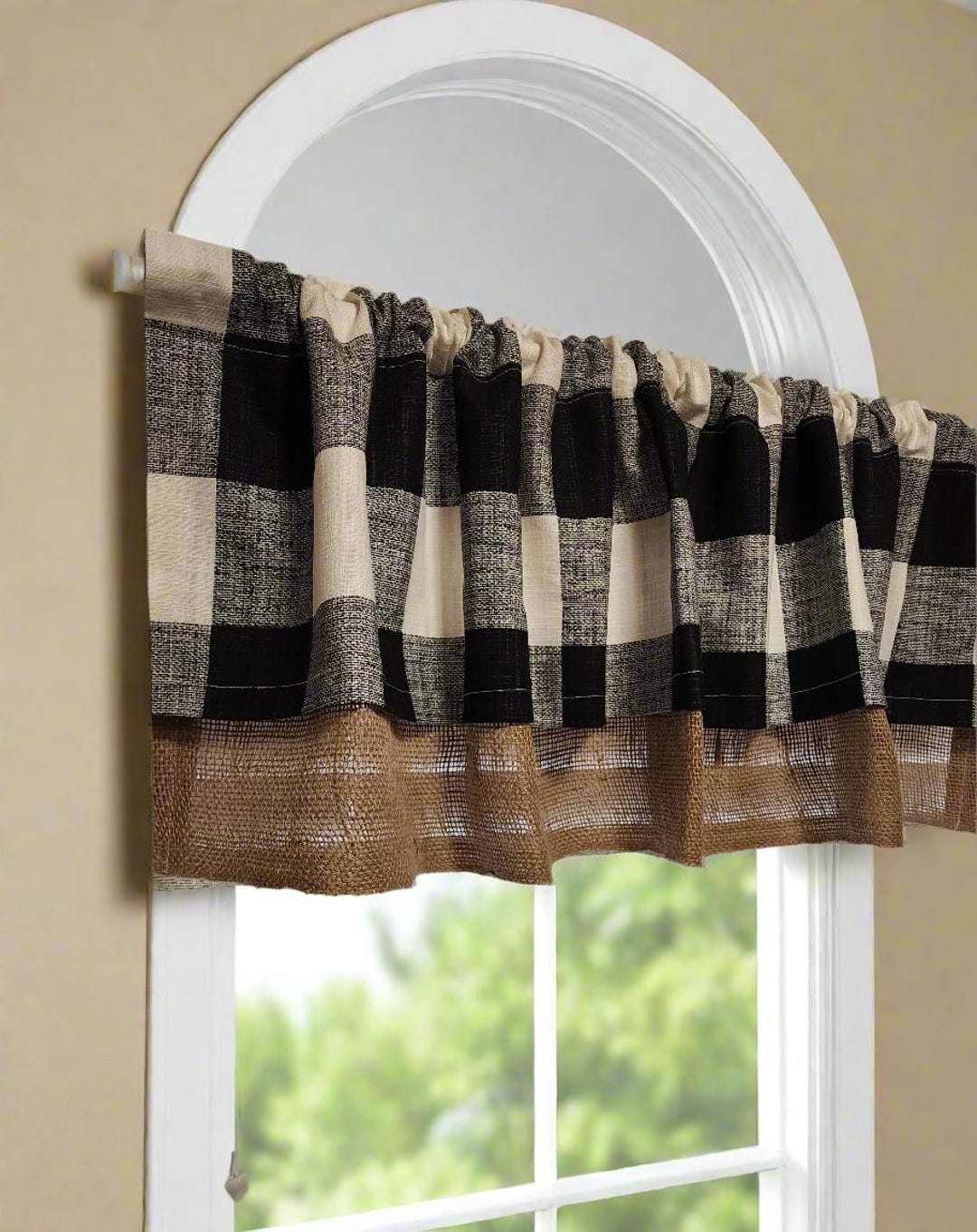 Buffalo Plaid Burlap Valance: Farmhouse Kitchen Window Curtain - Etsy