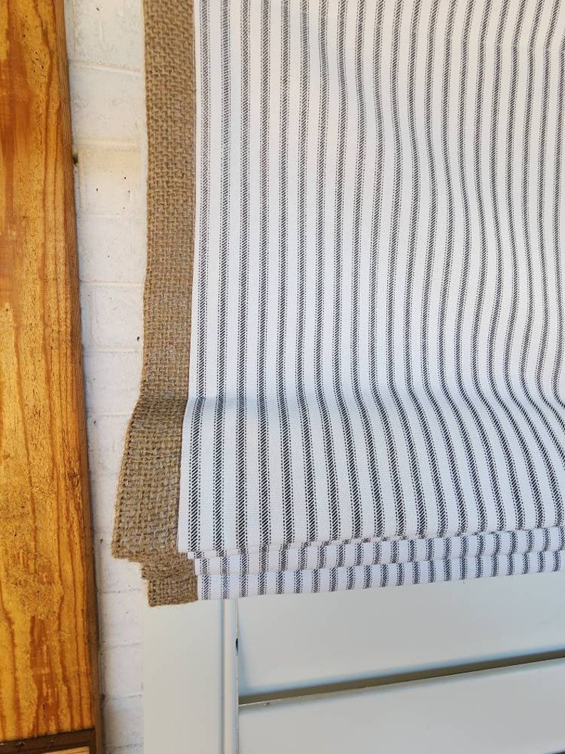 Farmhouse Ticking Stripe Valance: Burlap Faux Roman Shade - Etsy