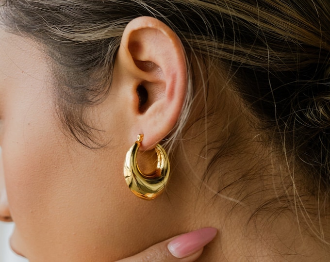 Super Chunky Gold Hoop Earrings - Gold Chunky Earrings - Extra Thick ...
