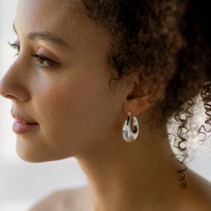 Super Chunky Silver Hoops L Thick Silver Hoops L Sterling Silver Plated ...