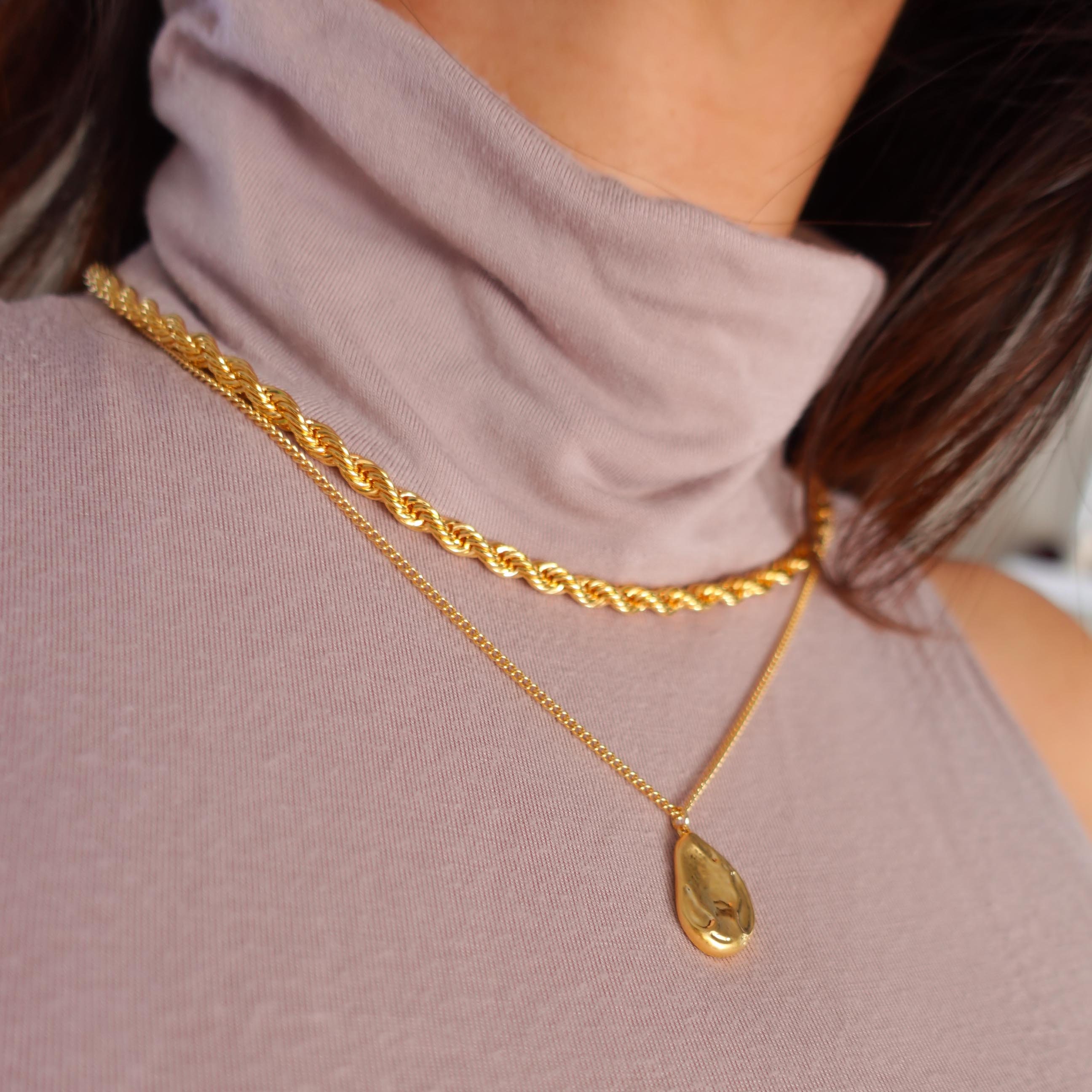 Chunky Thick Bold Gold Rope Chain Necklace With Vintage Oval | Etsy