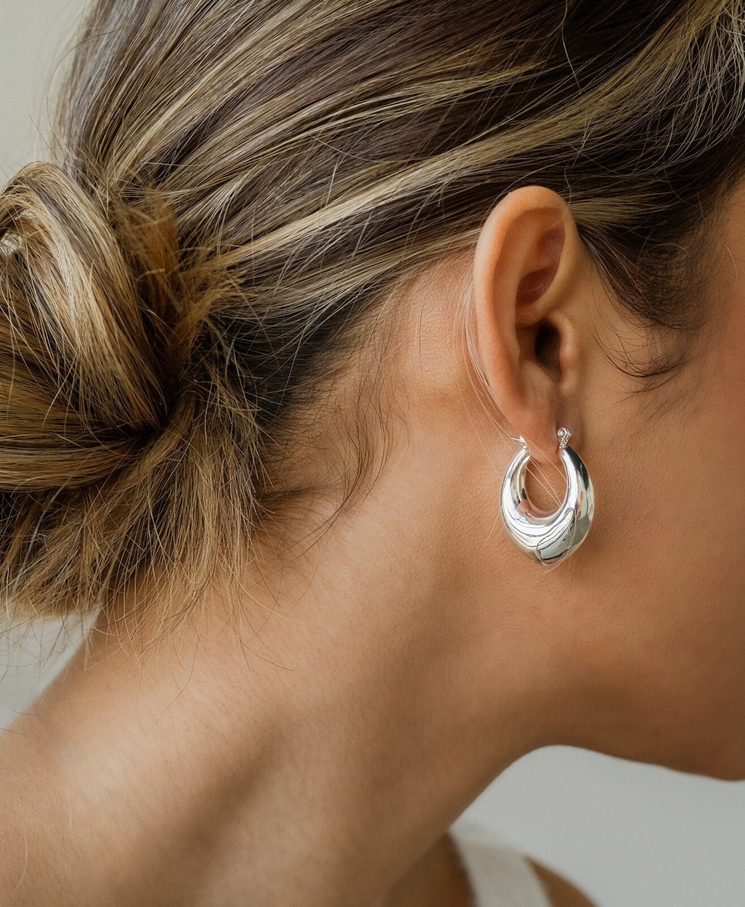 Super Chunky Silver Hoops L Thick Silver Hoops L Sterling Silver Plated ...