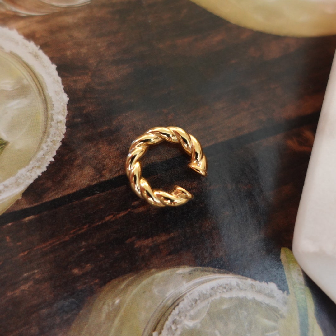 Gold Twist Twisted Croissant Ear Cuff No Piercing, Geometric Simple Ear ...