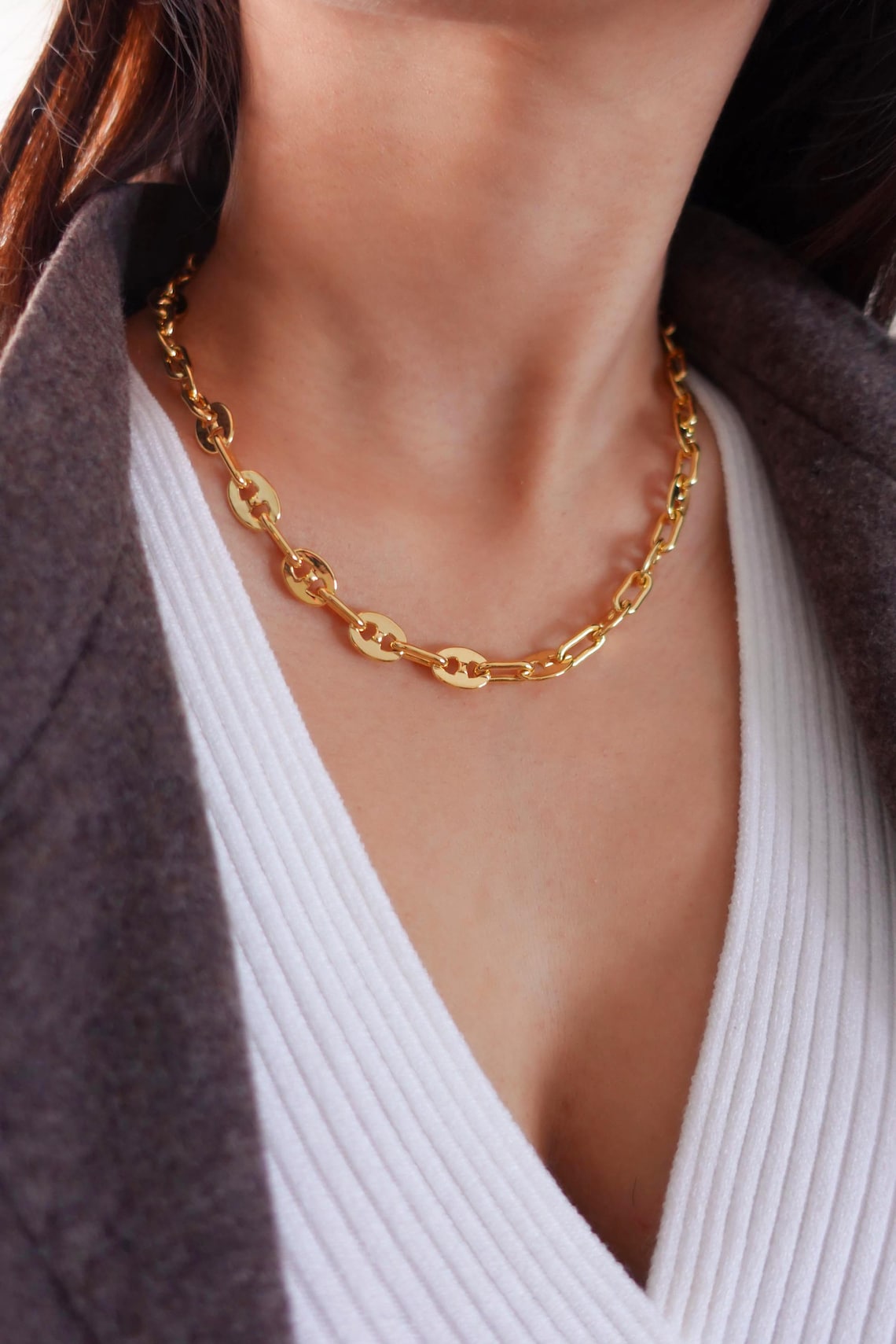 Big Bold Chunky Necklace Extra Super Thick Chunky Chain Gold - Etsy