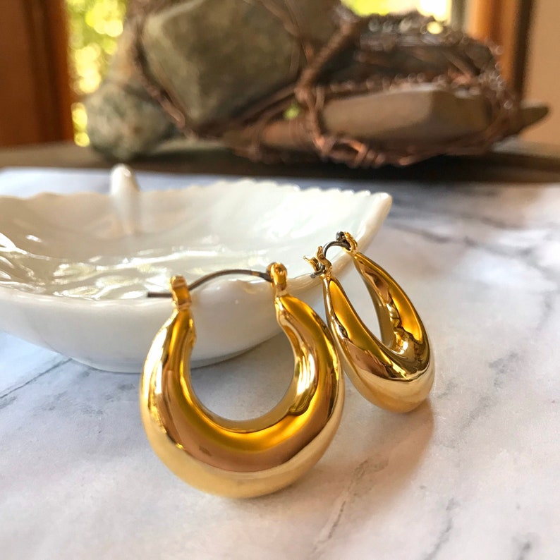 Super Chunky Gold Hoop Earrings Thick Extra Bold Hoops Gold | Etsy