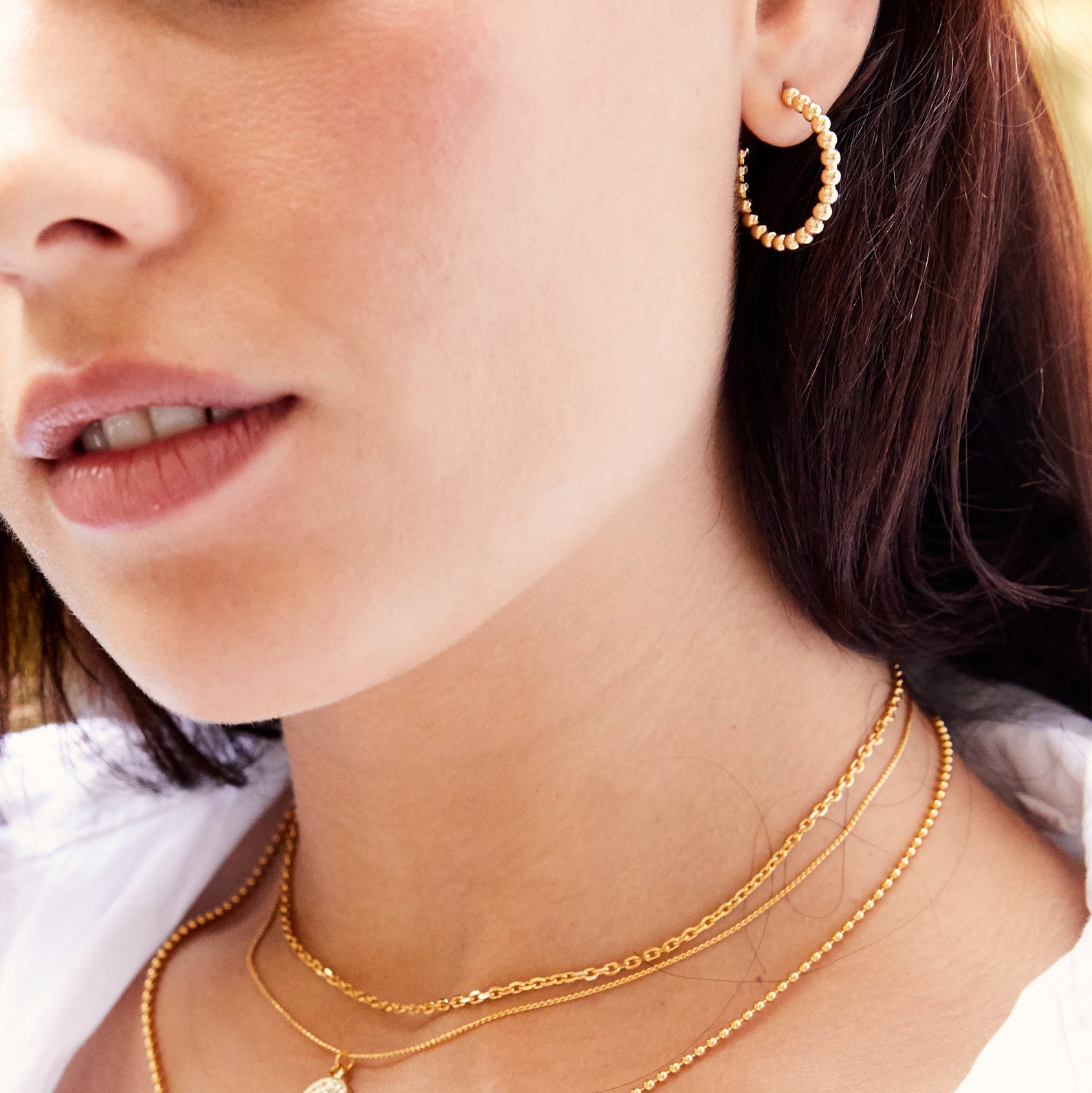 Gold Beaded Dotted Hoops Earrings 18k Gold Plated Super - Etsy