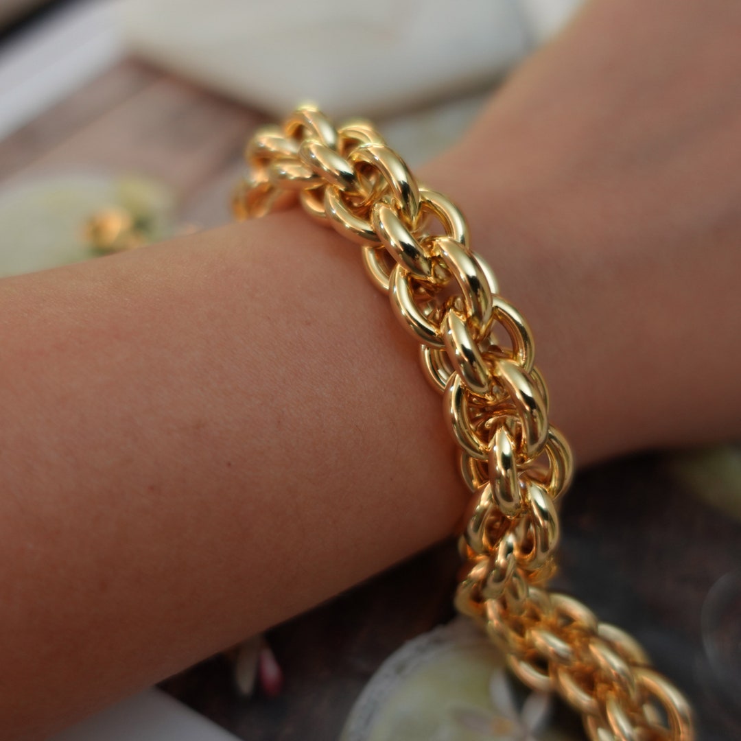 Extra Super Chunky Gold Chain Bracelet Thick Bold - Etsy