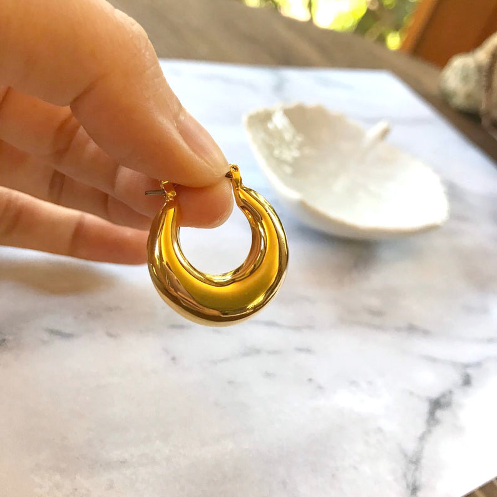 Super Chunky Gold Hoop Earrings L Thick Gold Filled Hoops L - Etsy