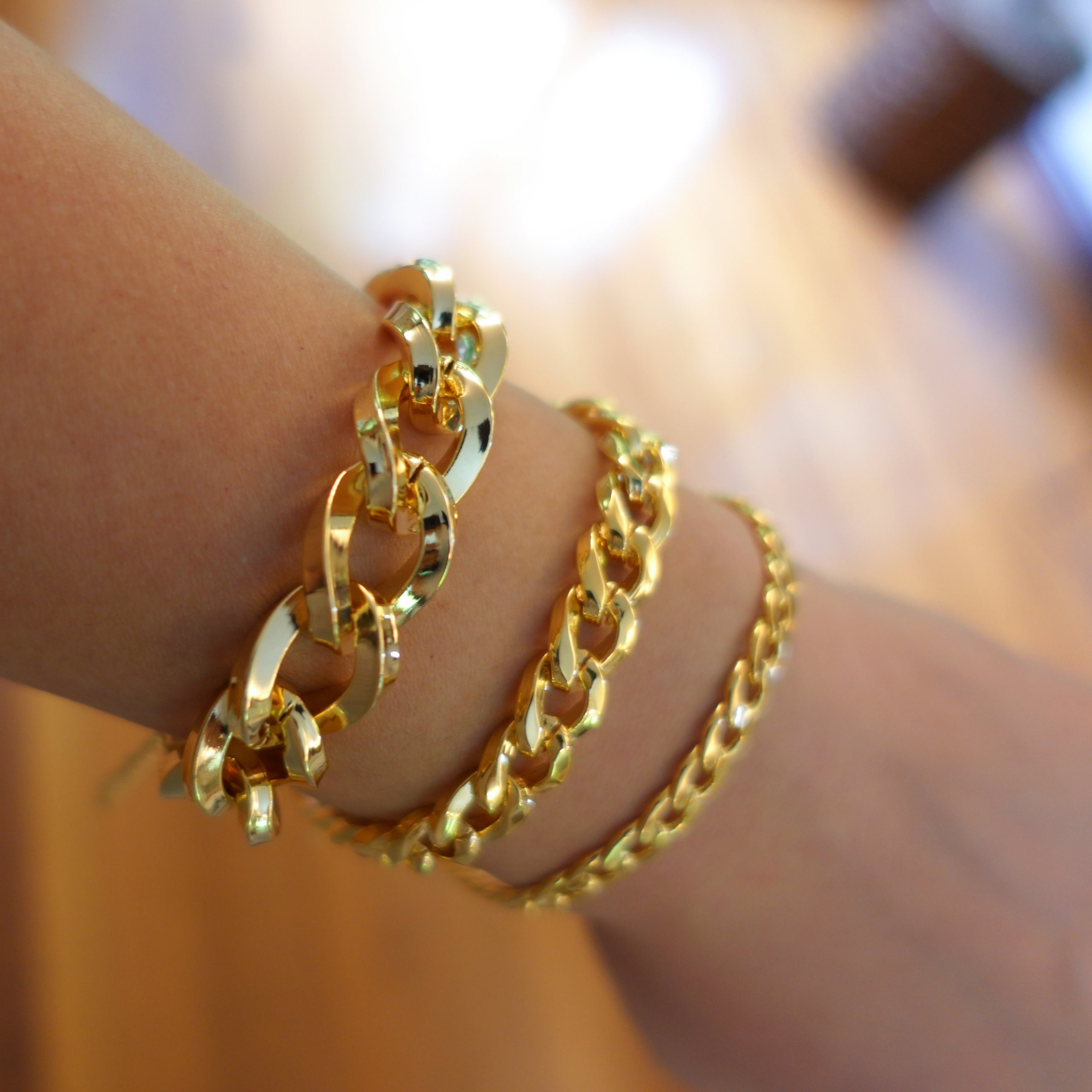 Extra Super Chunky Curb Link Chain Bracelet Thick Bold Gold - Etsy