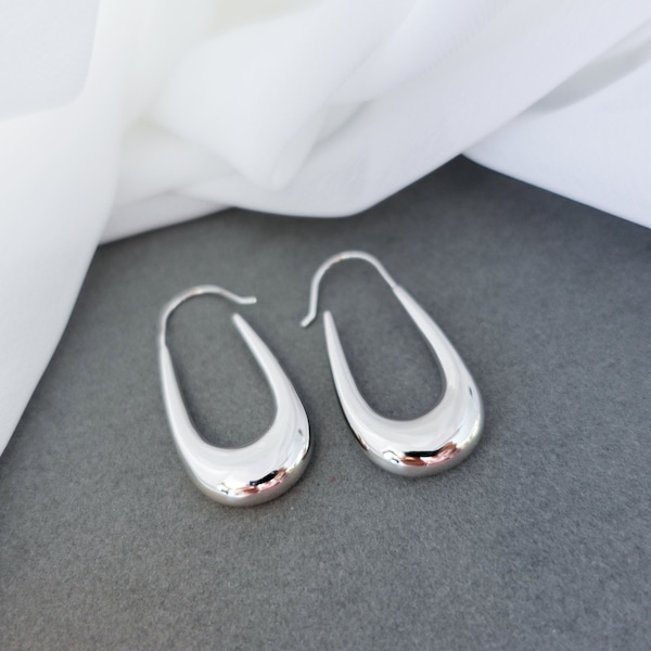 Thick Sterling Silver Oval Hoops - Etsy