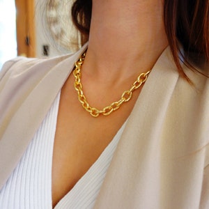 Big Bold Chunky Necklace, Extra Super Thick Chunky Chain, Silver Plated ...