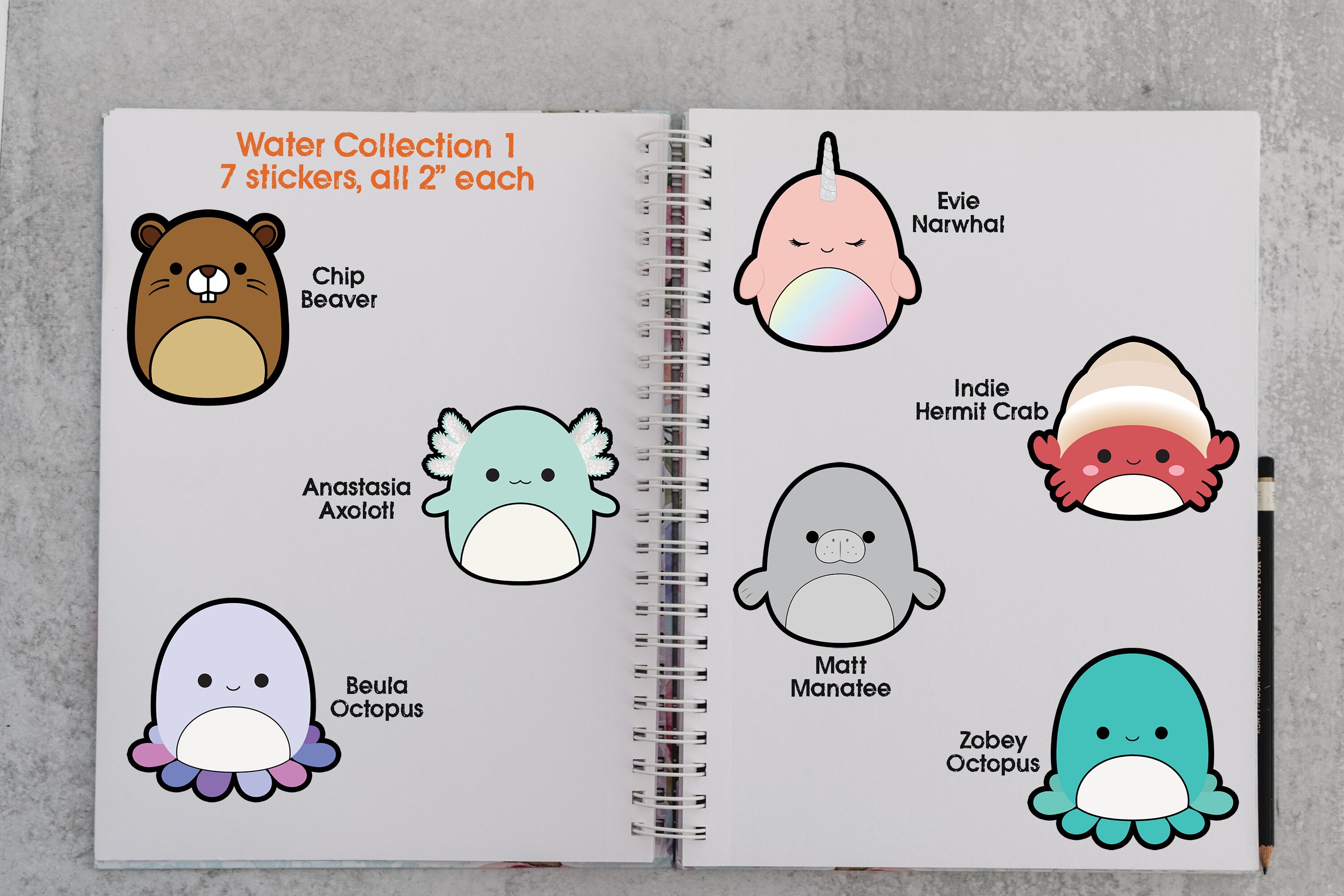 Squishmallow Sticker Pack Water Animals Updated - Etsy