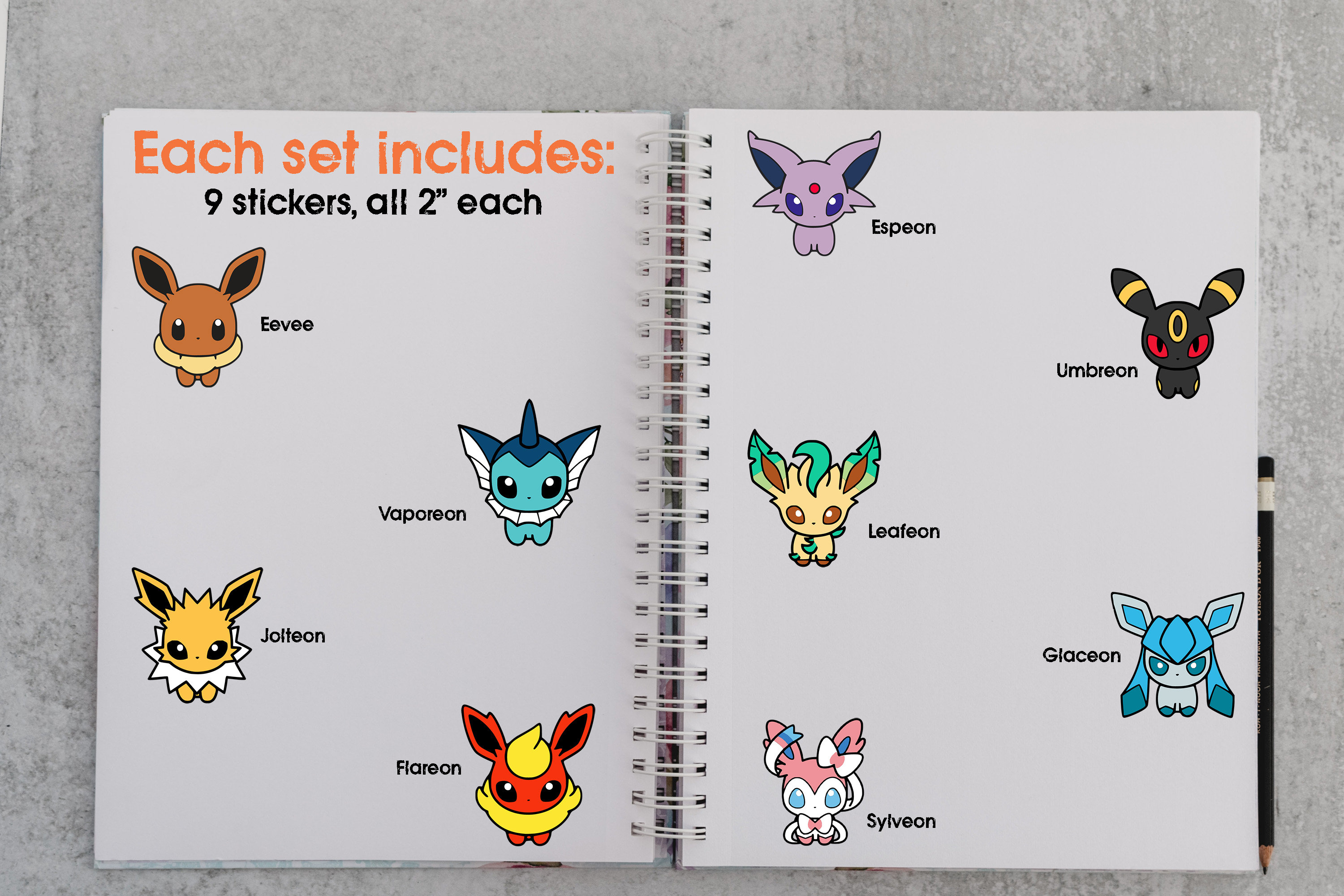 Pokemon Eeveelution Sticker Pack Cute & Chibi - Etsy