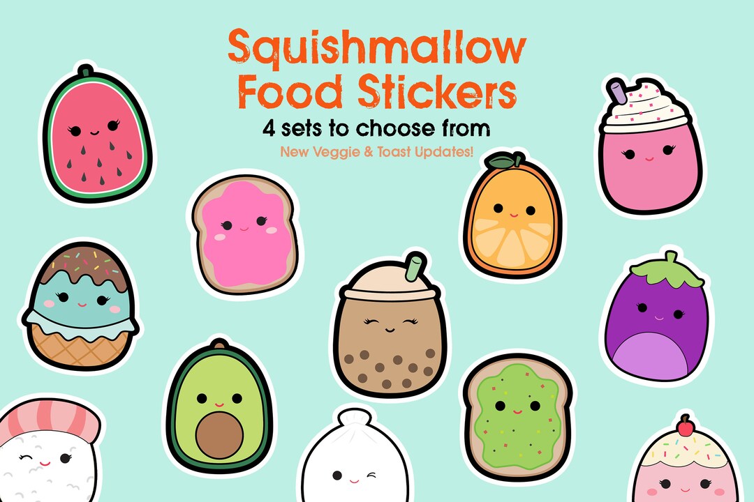 Squishmallow Sticker Pack | Fruits, Sweets, Drinks Collections - Etsy