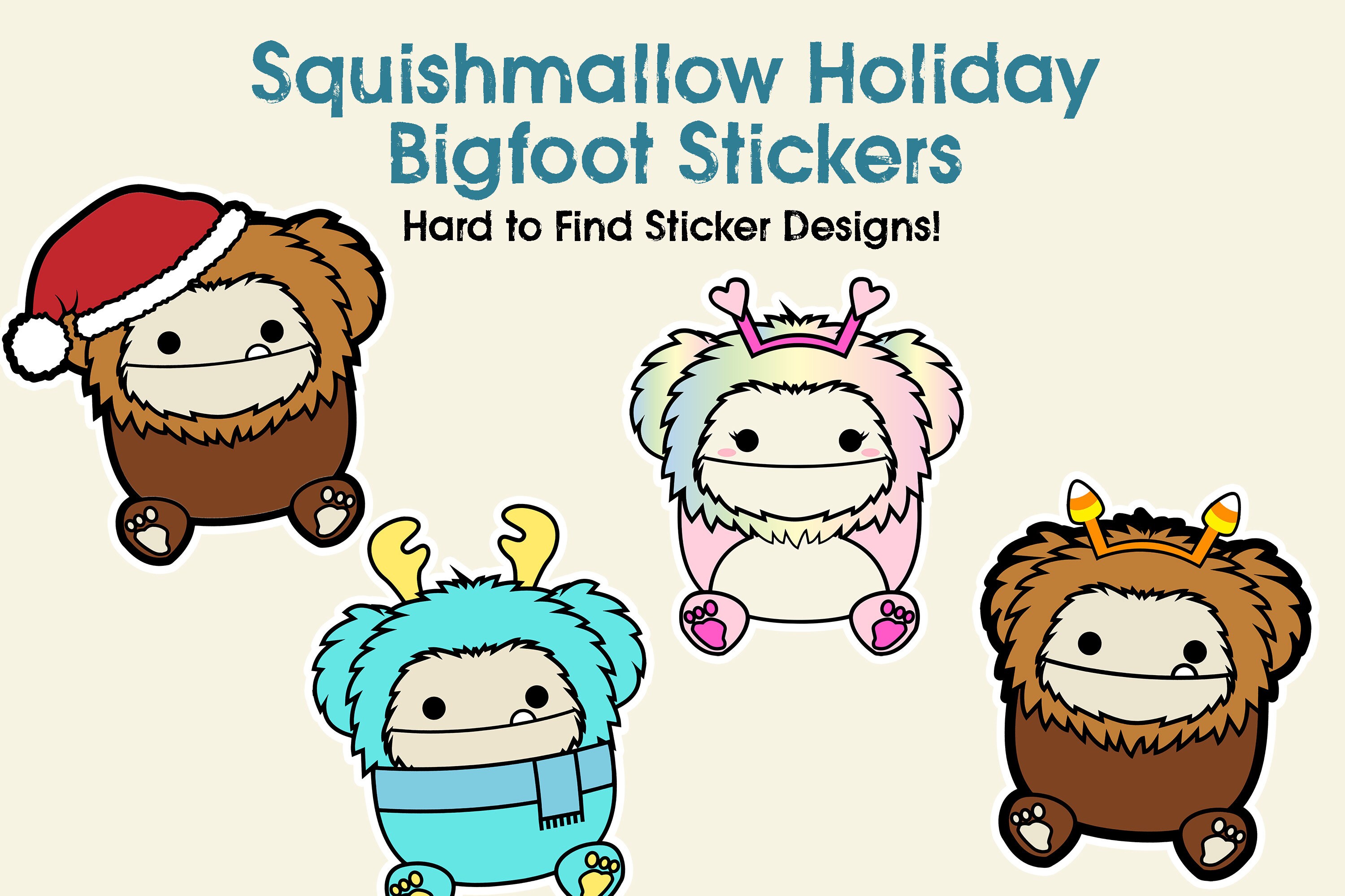 Squishmallow Sticker Pack Holiday Bigfoot Collection - Etsy