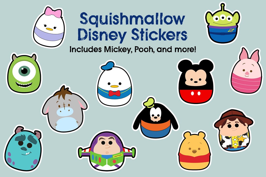 Squishmallow Sticker Pack | Mickey, Pooh, and Friends - Etsy