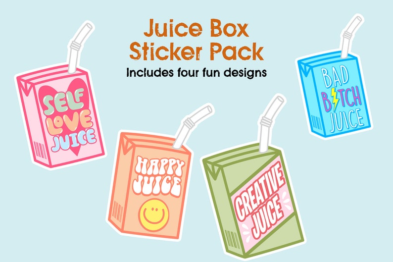 Creative Juice Boxes Sticker Pack - Etsy